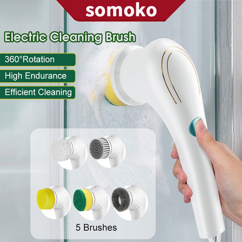 Household 5-in-1 Electric Cleaning Brush USB Rechargeable Electric ...
