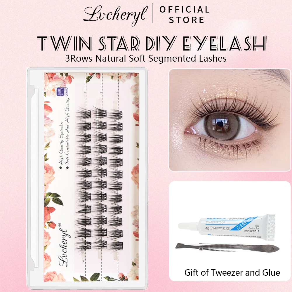 Lvcheryl Natural Segmented Eyelash Extension With Glue False Eyelashes ...