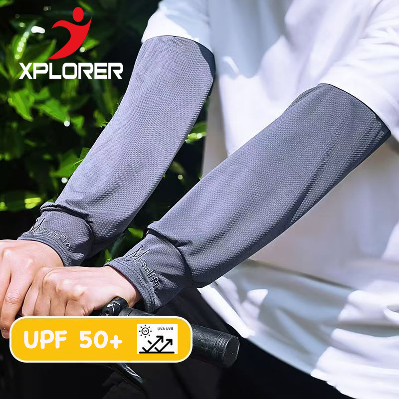 Men Ice Silk Cool Arm Sleeves Loosing Cooling UV Protection Arm Cover ...