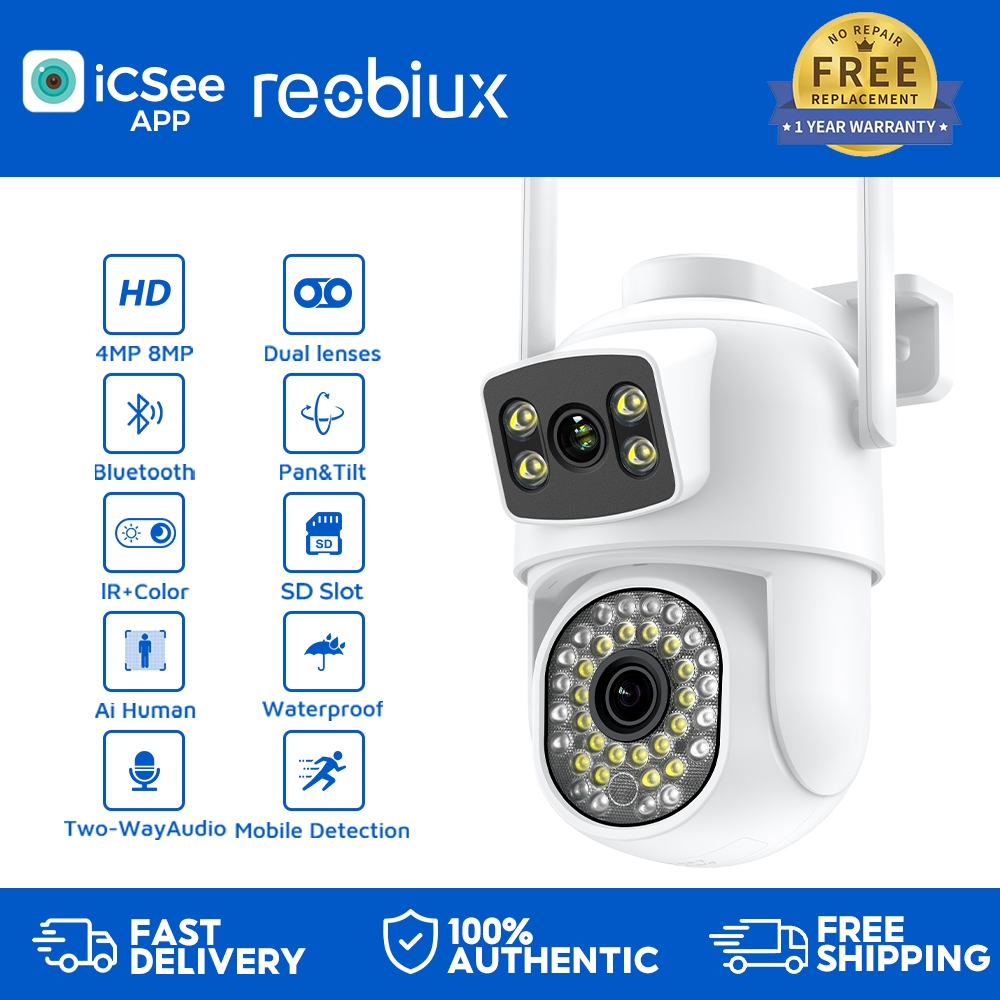 REOBIUX 4K Dual Lens CCTV HD Camera Wireless Outdoor Night Vision Full ...