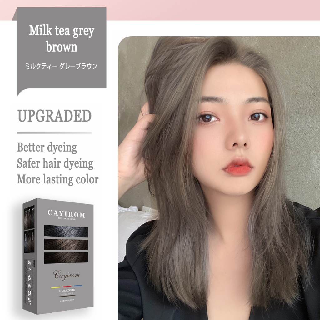 CAYIROM Hair Color (100ml Hair Dye+100ml Oxidant)/Milk Tea Grey Brown ...