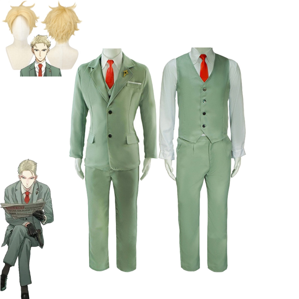 Anime Spy X Family Loid Forger Cosplay Costume Light Green Suit Short ...