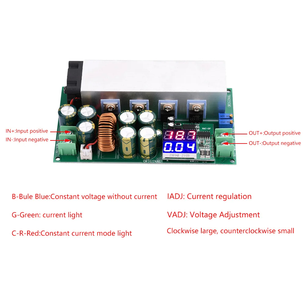 DC-DC High Power 600W Adjustable Step-down Power Supply Module With Fan ...