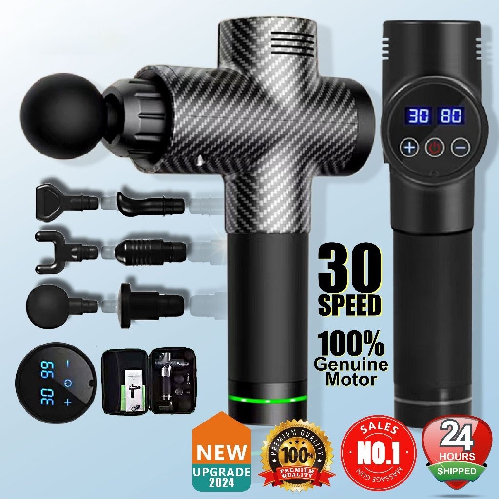New Massage Gun With 6 replacement massage heads 30Speed muscle fascia ...