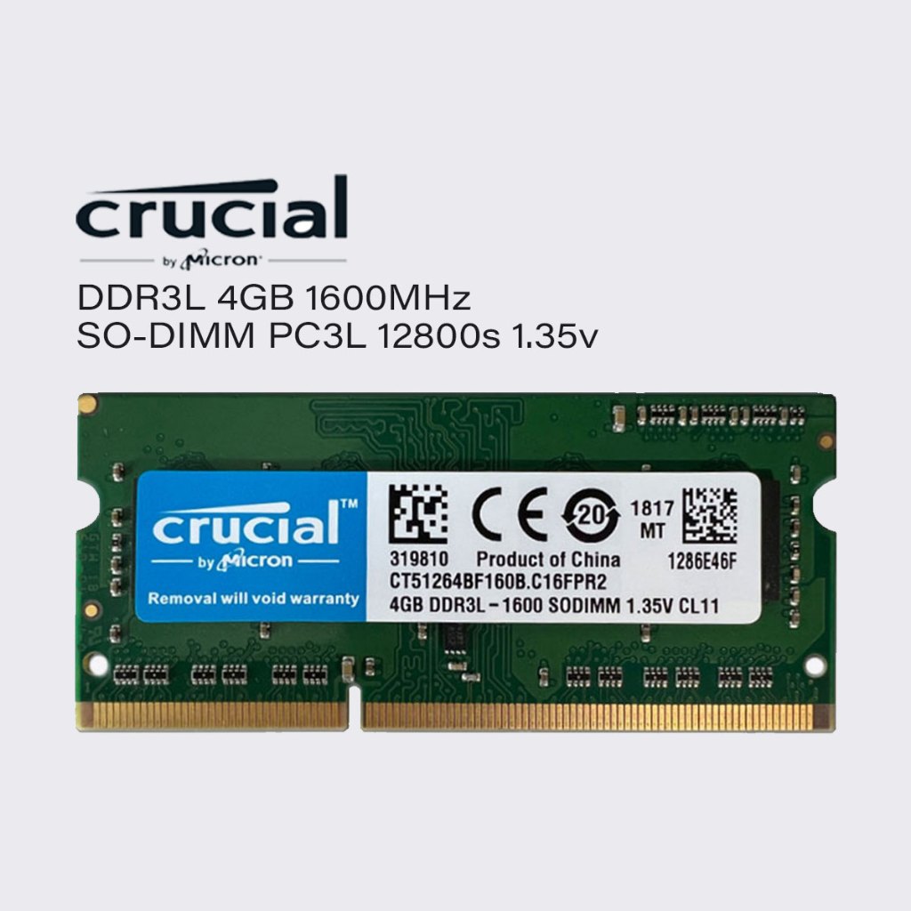 crucial ddr3l 8gb 4gb 1600mhz ram laptop sodimm memory pc3l 12800s 1 ...