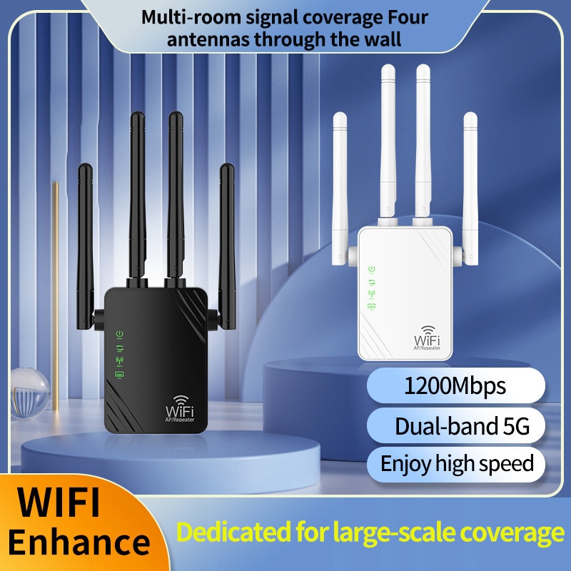 1200M Dual Band 5G WIFI Router Repeater Wireless Signal Extender Amplifier WiFi Repeater ...
