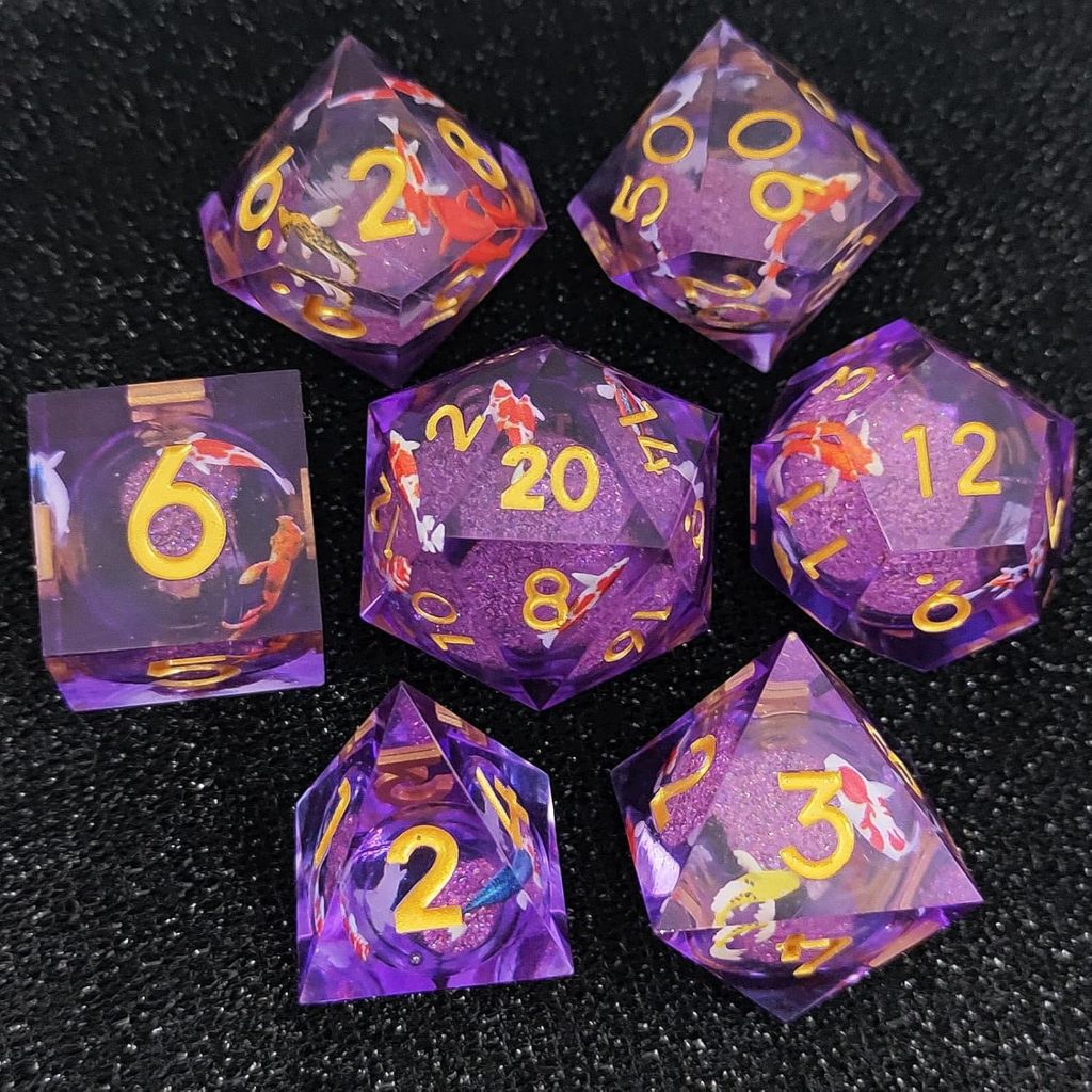 DND Dice Set - Fish Edge Dice D&D Polyhedral Handmade Resin Dice RPG ...
