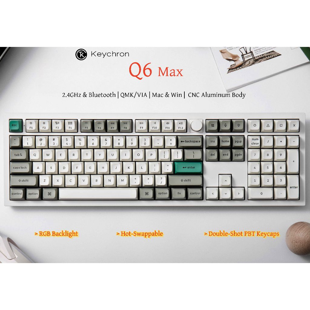 Keychron Q6 Max ( Full-size Layout ) Wireless Custom Mechanical Gaming ...