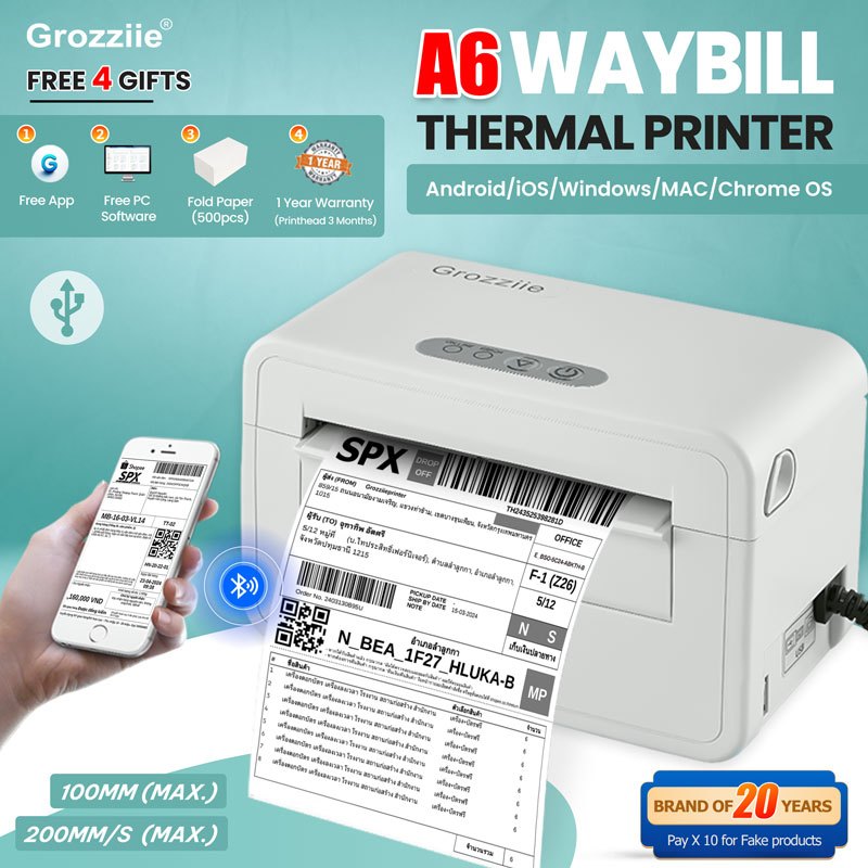 Thermal Printer Bluetooth A6 WaybillBarcode Shipping Bluetooth ...