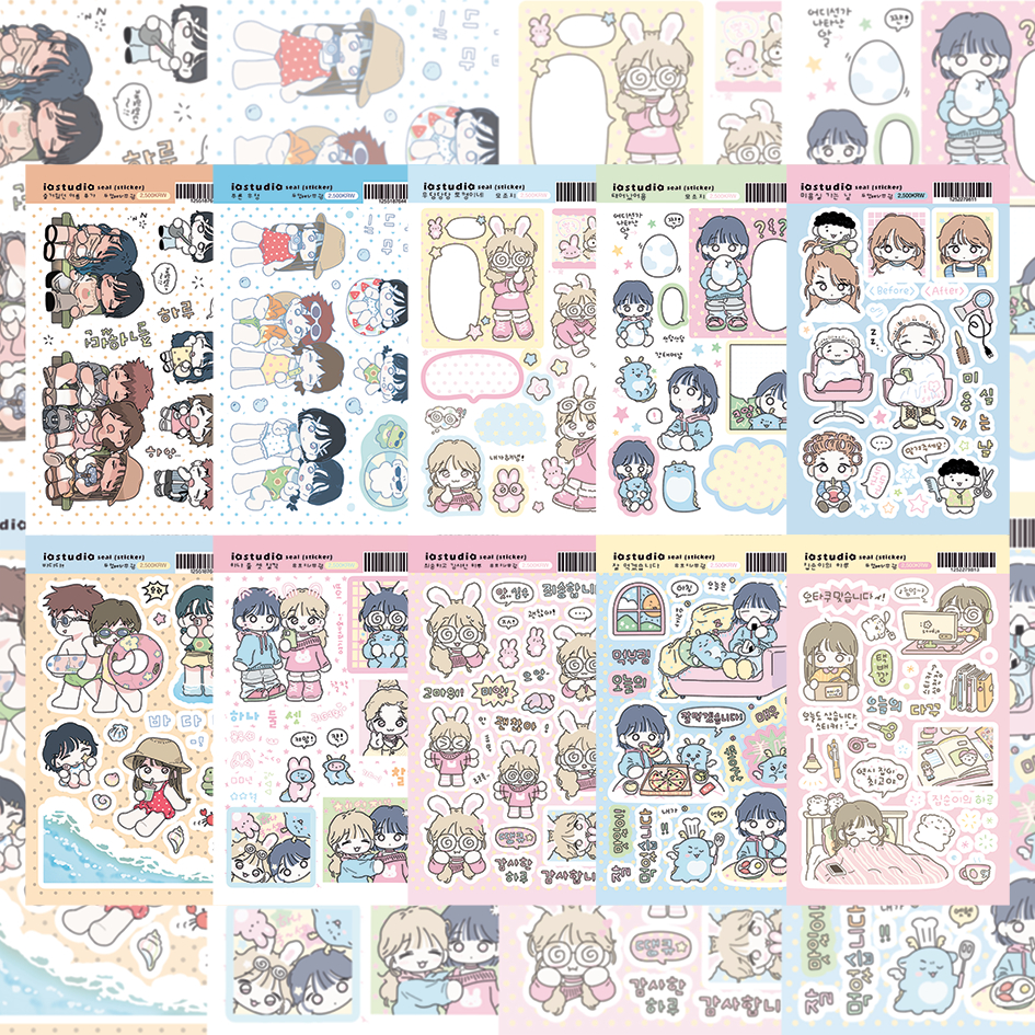 Korean Cute Cartoon Girl Stickers Kawaii Sweet Character Stickers Hand ...