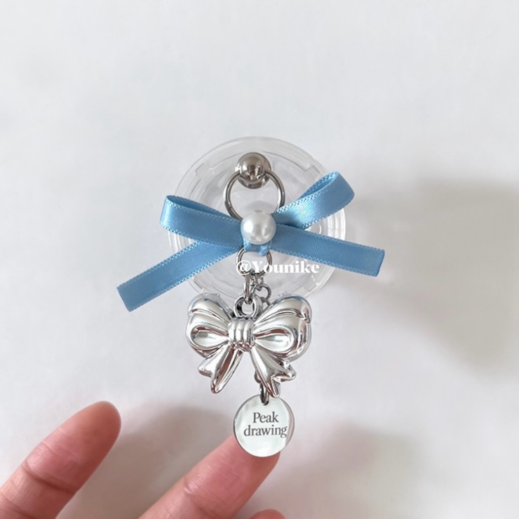 Korean Style ins Style Niche Design Sweet Blue Ribbon Bow Pendant ...