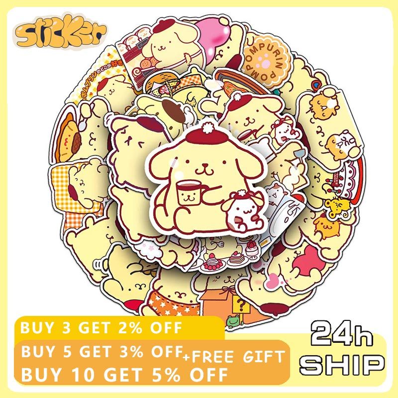 50pcs Sticker Sanrio Cute Pompom Purin Graffiti Decal DIY Cell Phone ...