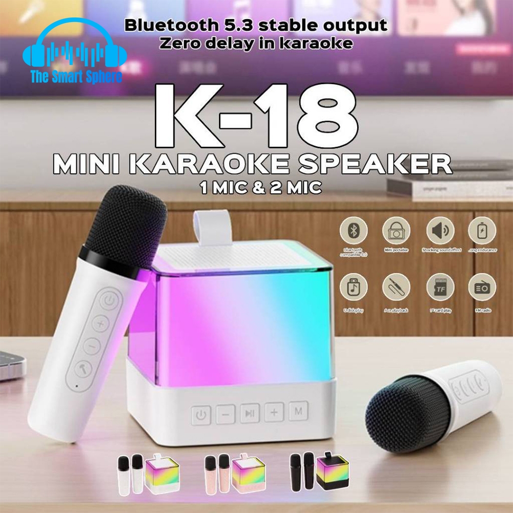 K12 K18 Dual Microphone Wireless Bluetooth Karaoke Speaker Stereo Sing Amplifier Speaker With ...