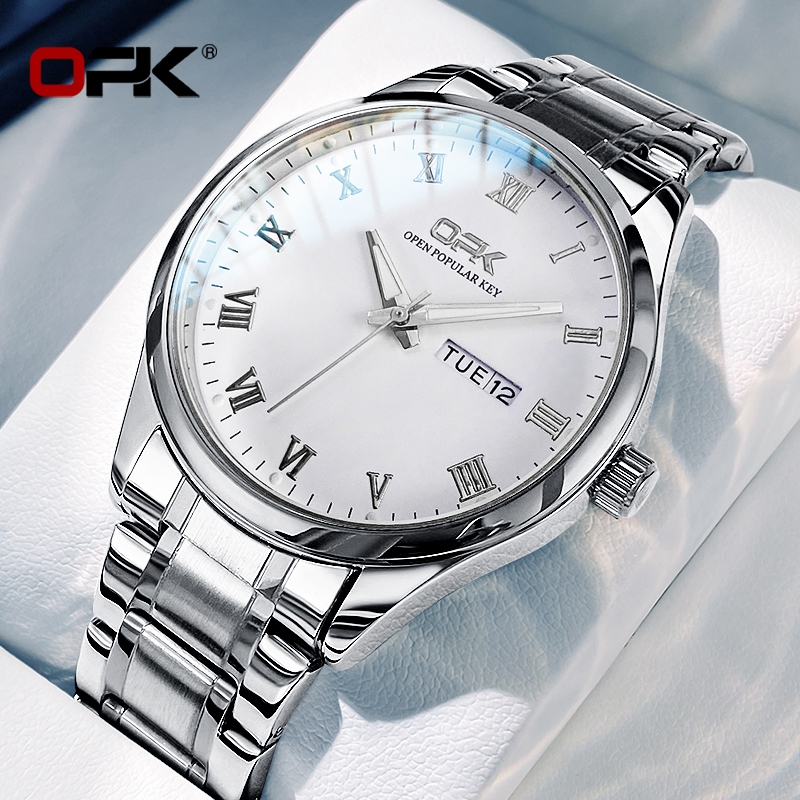OPK Watch For Men Waterproof Original Quartz Calendar Luminous Silver ...