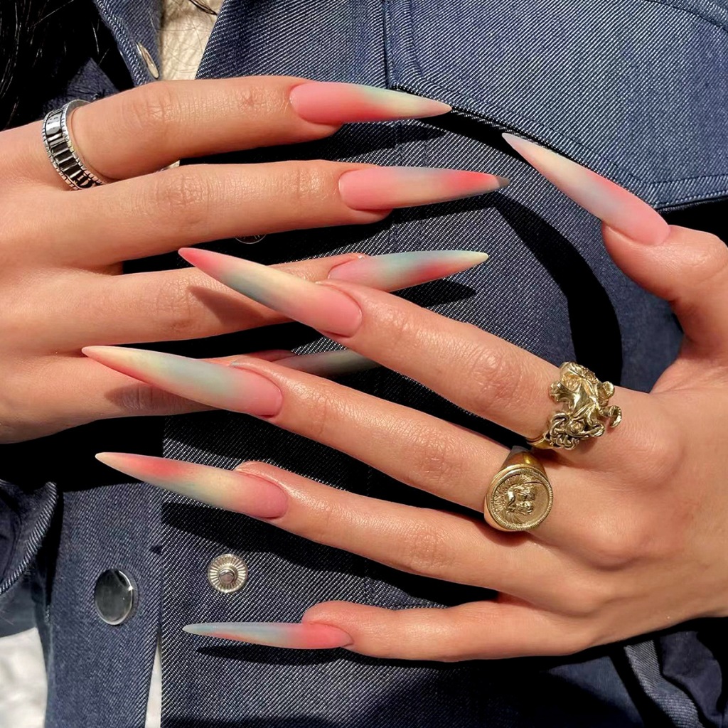 24PCS Long Press on Nails with Smudging Ultra-flexible Long Lasting ...