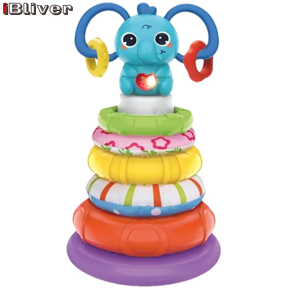 iBliver Rainbow Stacking Rings, Baby Toy,Sound and Light Rings, Girl ...