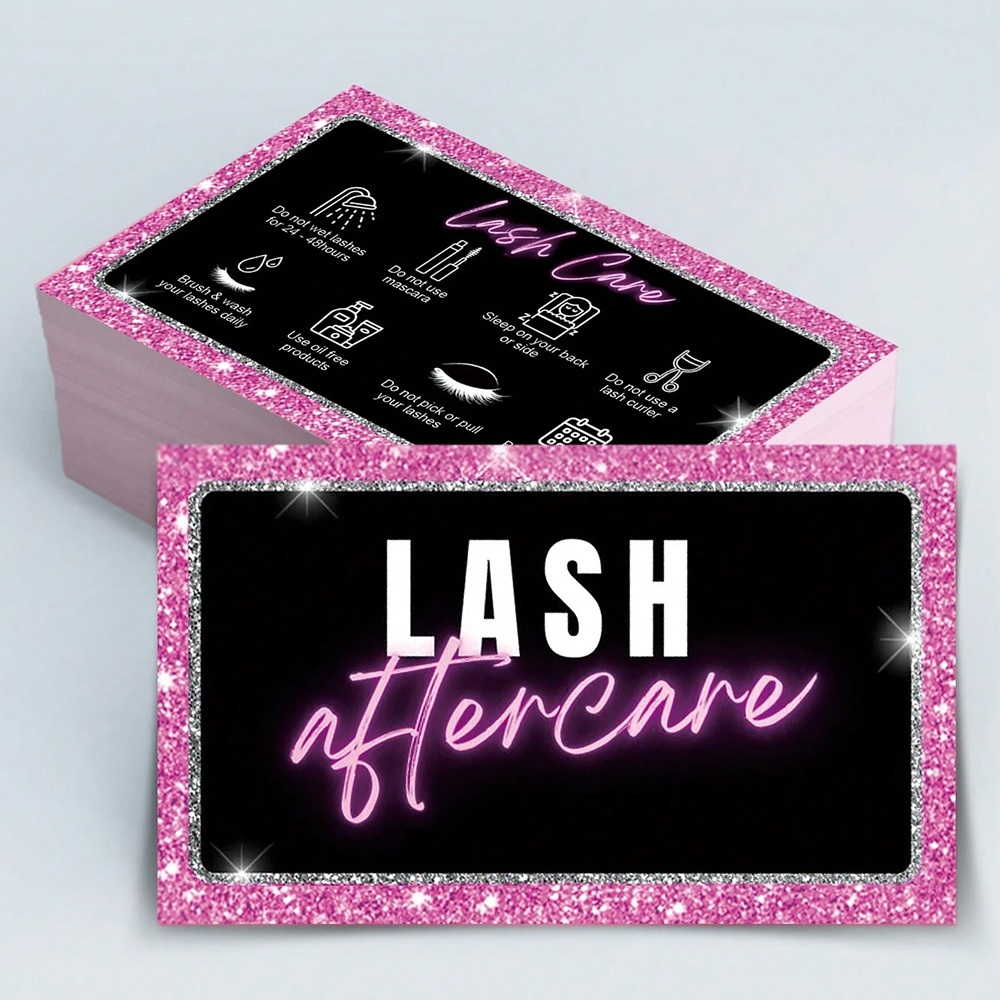 50 Pcs/Pack 9*5cm Black Lashes Aftercare Advice Cards Beauty Shop After ...
