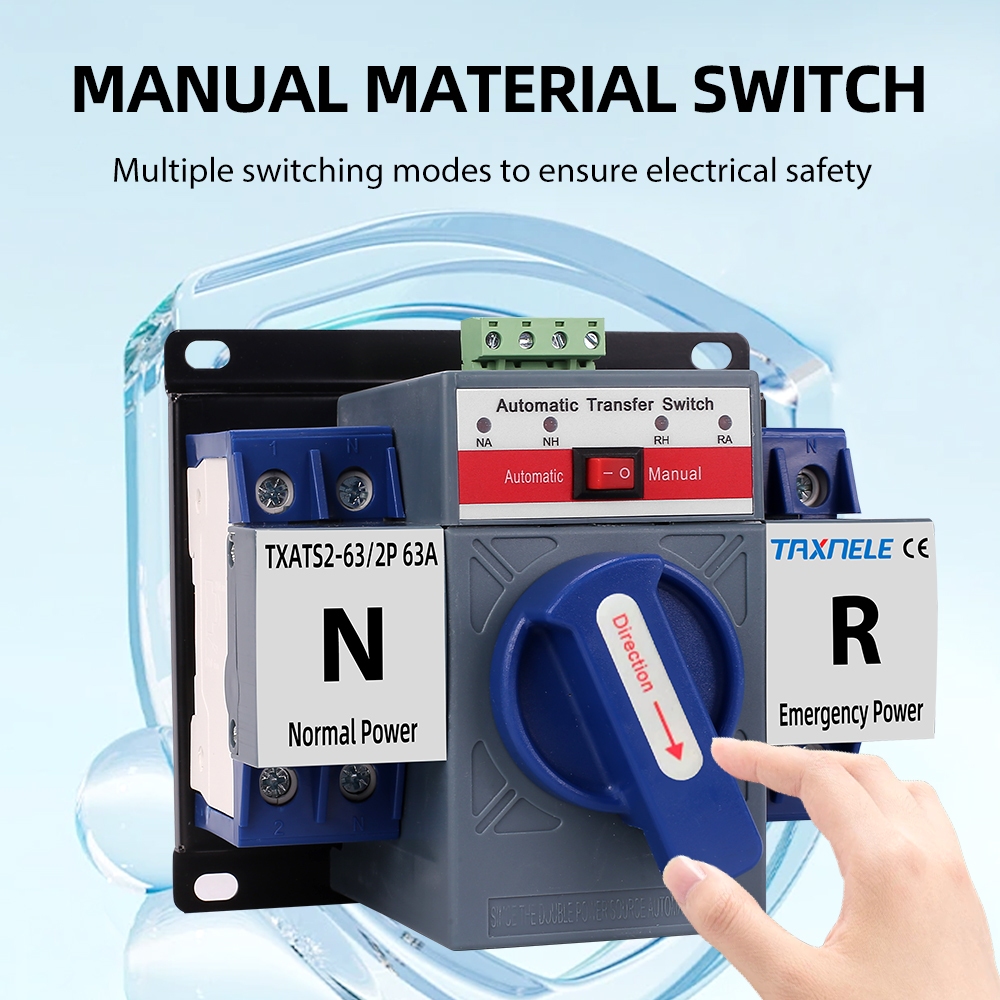 2P 63A 230V MCB Type Dual Power Automatic Transfer Switch ATS For Generator Photovoltaic PV ...