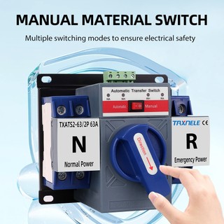 TAXNELE ATS 2P 4P 63A 230V Circuit Breaker Dual Power Automatic ...