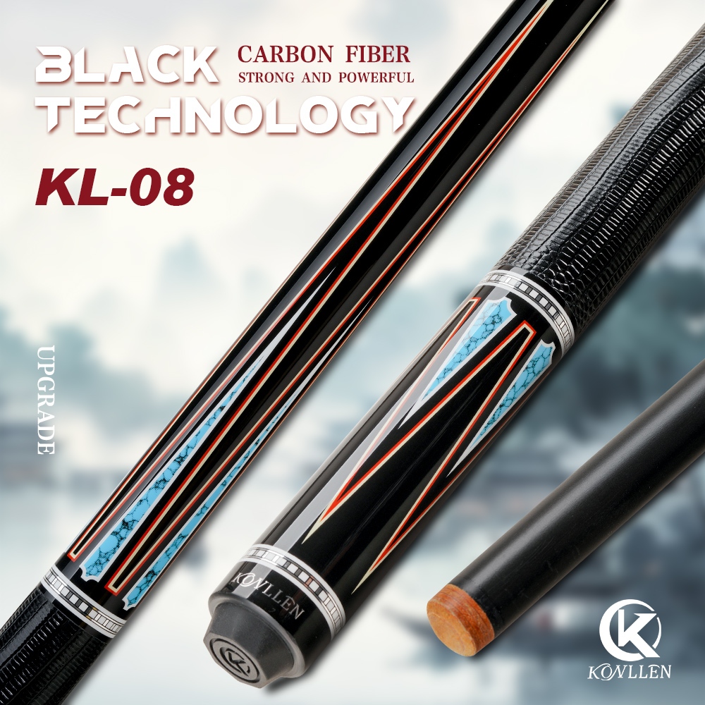 KONLLEN Carbon Fiber Pool Cue Handmade Inlay with low deflection pool ...
