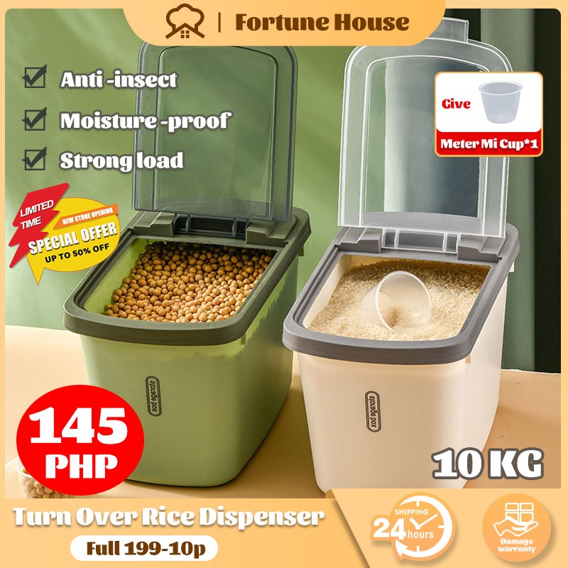 FORTUNE HOUSE Rice Dispenser 10KG Food Storage Container Kitchen ...
