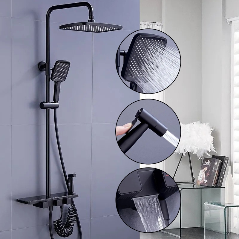 Bathroom Shower Faucet System Set Handheld Shower Head Four functional ...