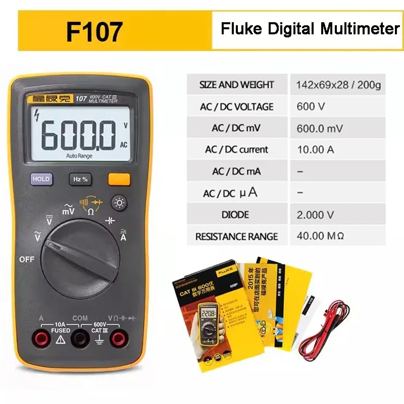 Fluke 106/107 Handheld Digital Auto Range Digital Multimeter AC/DC 6000 ...
