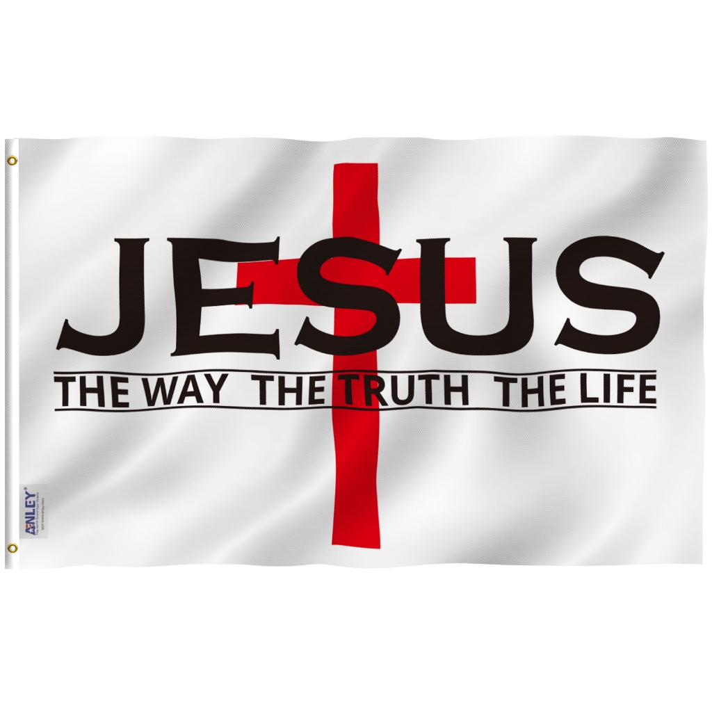 Anley 3x5 Ft Jesus The Way The Truth The Life Flag - Christian Banner ...