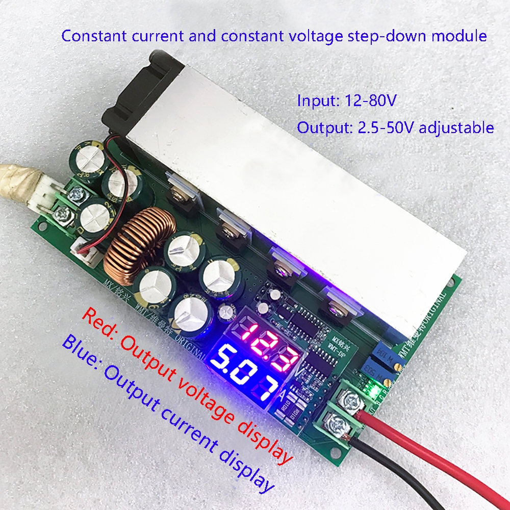 DC-DC High Power 600W Adjustable Step-down Power Supply Module With Fan 12V-80V To 2.5V-50V Buck ...