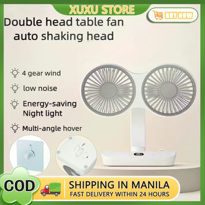 Double Head Fan Mute Multifunctional Swing Head Desktop Fan Double Head ...