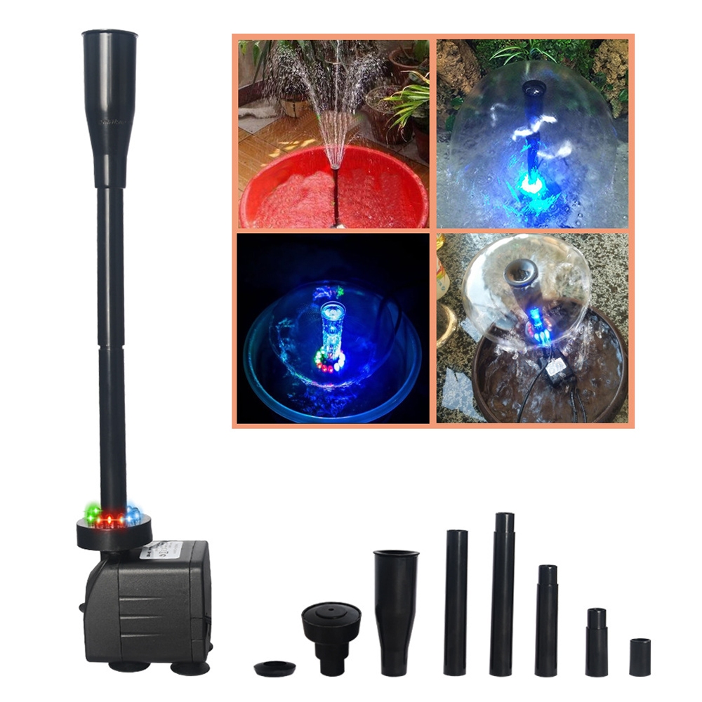 Submersible Pump 15W 12pcs LED Lights Aquarium Pond Glow Rockery ...