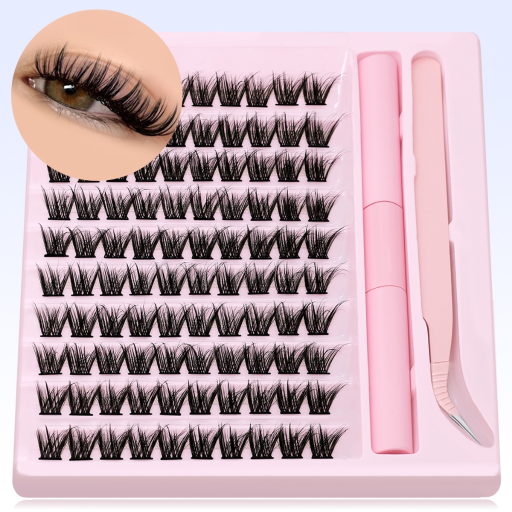 GROINNEYA Lash Clusters Natural Flat Cluster Lashes Zero-Touch 8-16mm ...