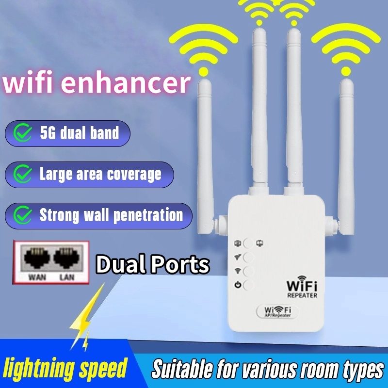 New 4Antenna Wifi Repeater 1200Mbps Router WiFi Extender Repeater 2.4G ...