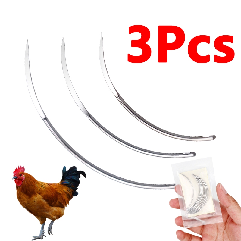 3Pcs Stainless surgical suture needle Curve needles for animals pig ...