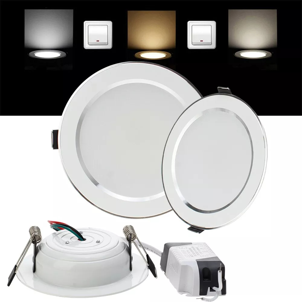 LED Downlight 3 Colors Recessed Ceiling Fixture 18W 15W 12W 9W 7W 5W 3W ...