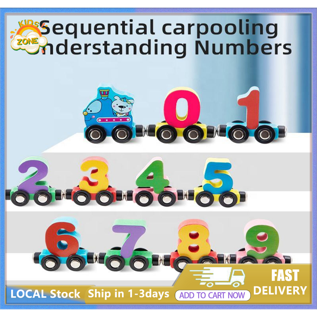 KIDS ZONE Wooden Magnetic Letters Drag Train Toy Kids Early Education ...
