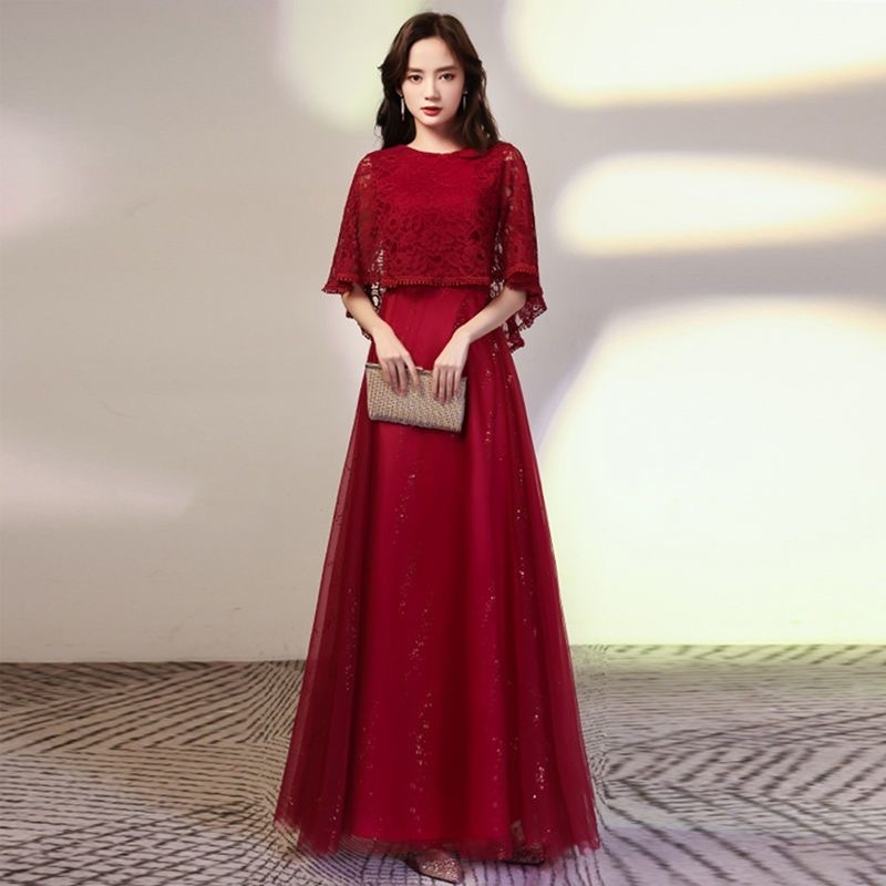 Dinner Dress Female Plus Size Red Elegant Long Party Evening Dress ...
