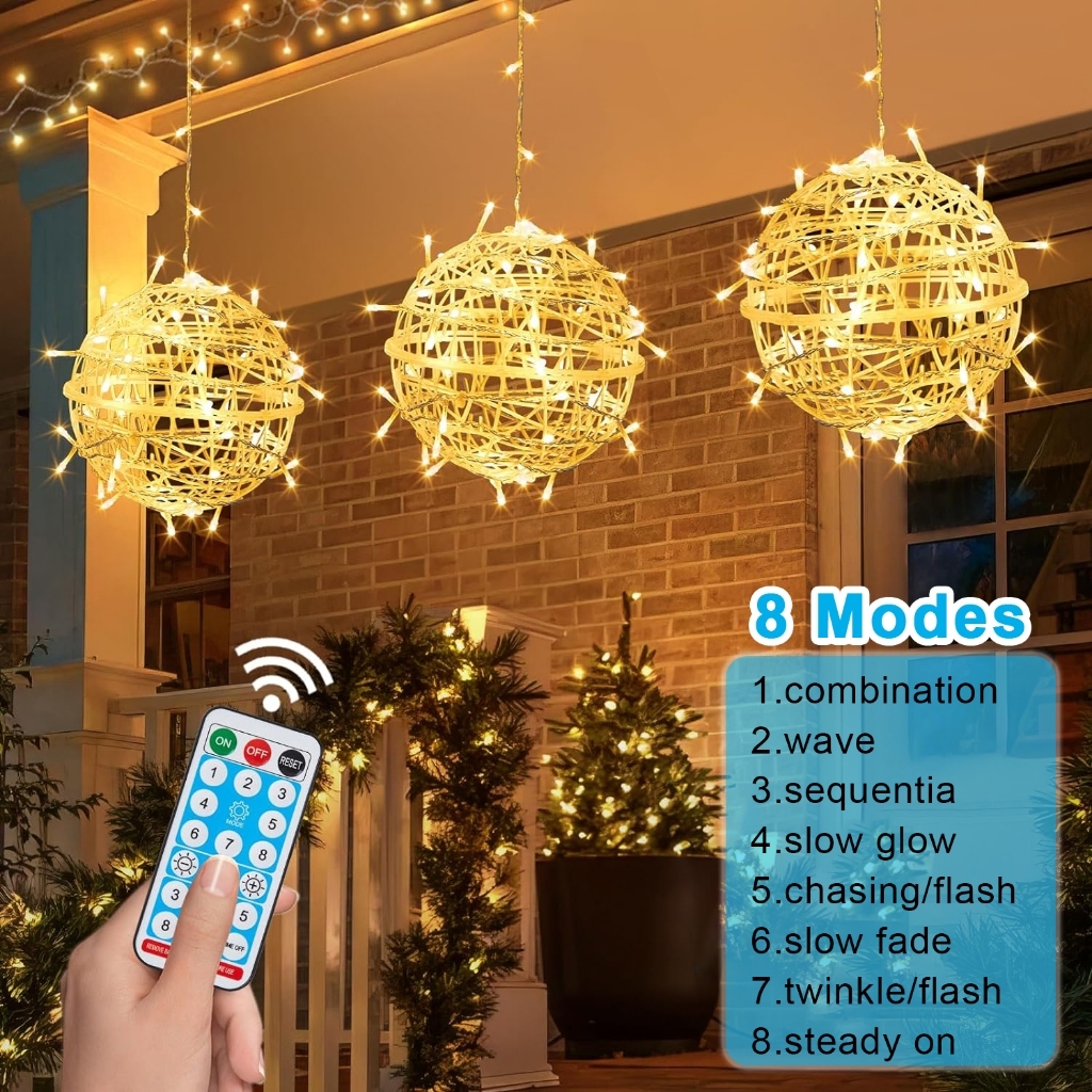 Outdoor Globe Lights Hanging Tree Garden Lights Set of 4 Globe Lights ...