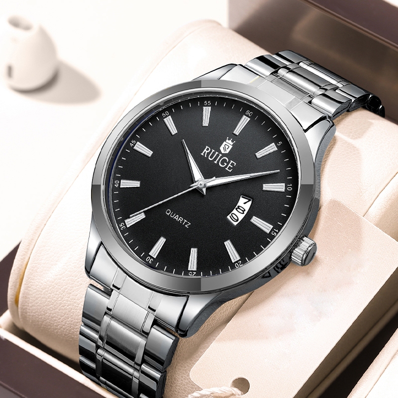 RUIGE New Men's Watch Original Authentic Stainless Steel Quartz Men's ...
