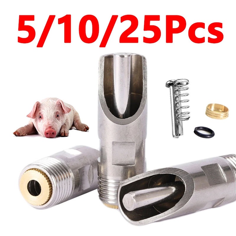 5/10/25Pcs Stainless Steel automatic pig drinker waterer for piglet ...