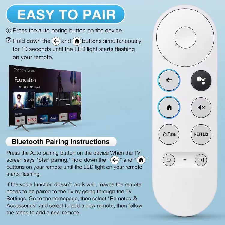 Suitable for Google TV, Google Chromecast with 4K TV support, Blueooth ...
