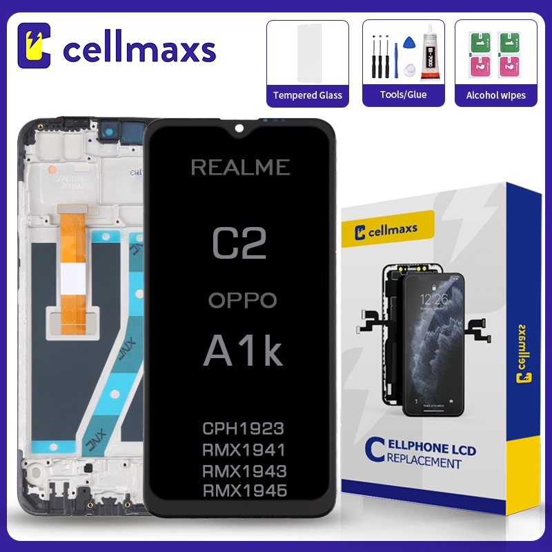 For REALME C2 OPPO A1k CPH1923 RMX1941 RMX1943 RMX1945 LCD Touch Screen Replacement With Frame ...