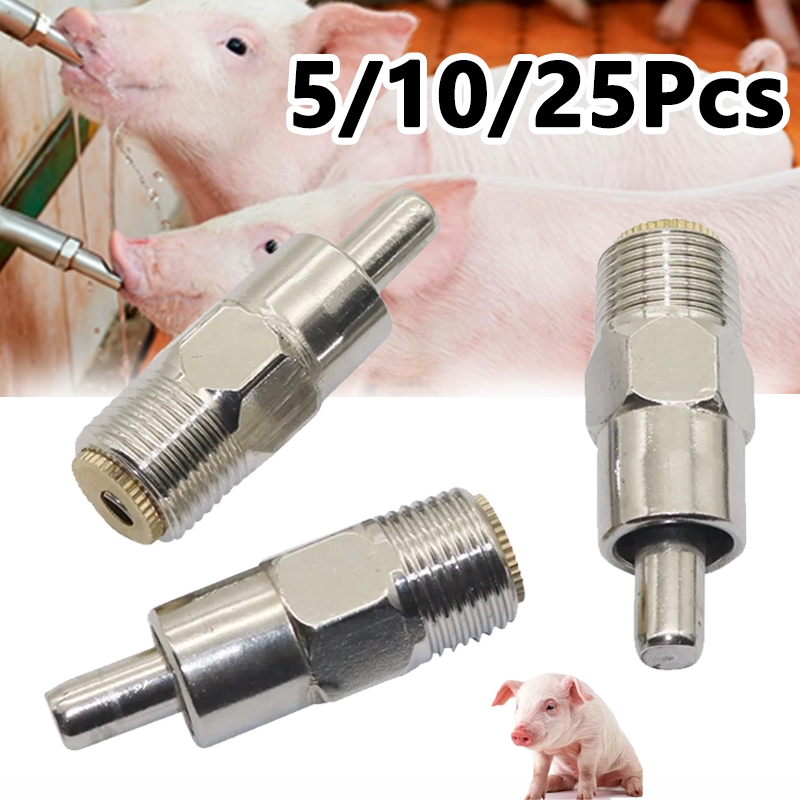 5/10/25Pcs Stainless steel Pig nipple water drinker Stainless Steel ...