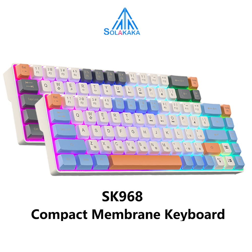 SOLAKAKA SK968 68Keys Wired RGB Membrane Keyboard Colorful Keycaps with ...