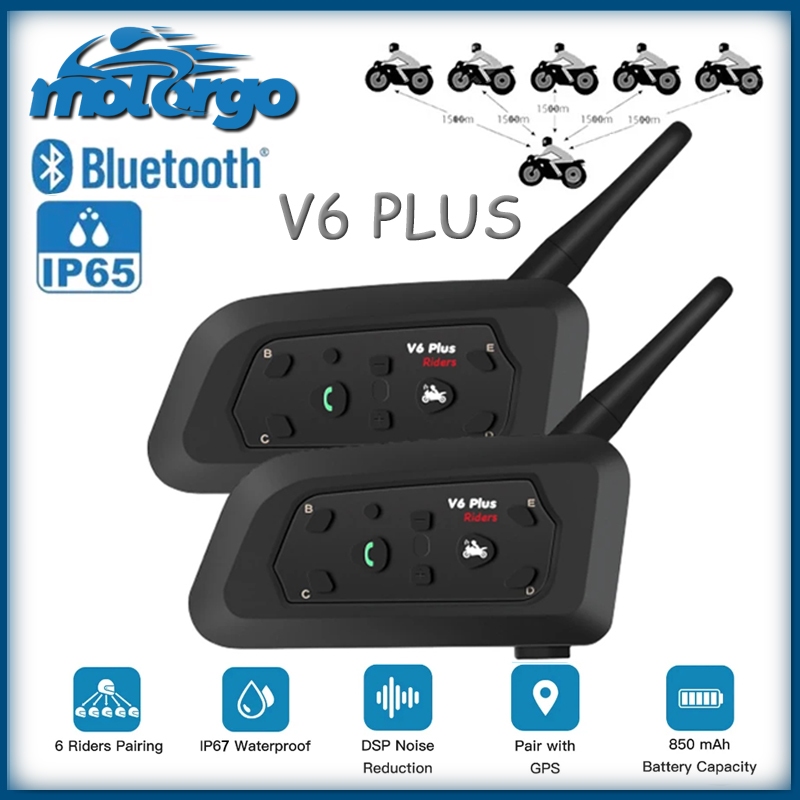 V6 plus Bluetooth Motorcycle Helmet Intercom Headset with 1200M BT ...