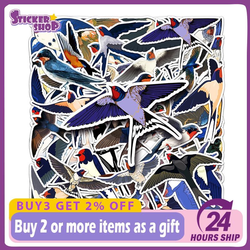50PCS Swallows Stickers DIY Decoration Stationery Notebook Diary ...