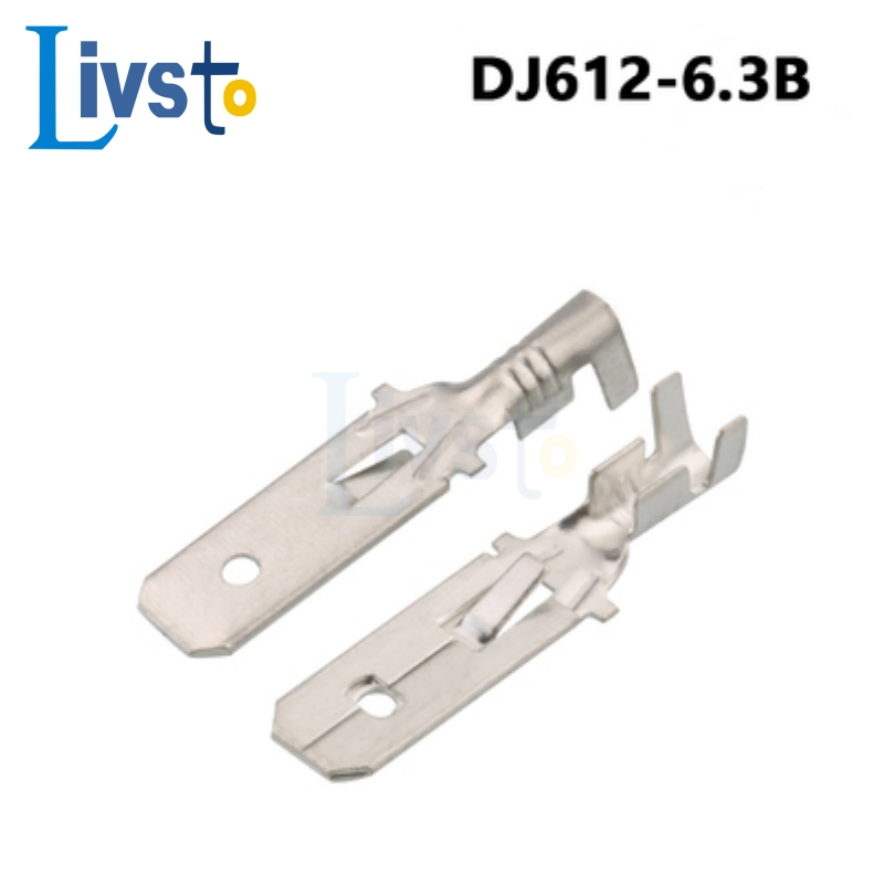 50/100pcs Automotive Brass Tinned Straight Splice Solder Terminal 6.3mm Long Square Insert ...