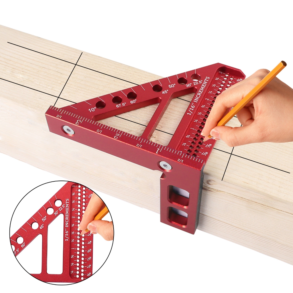3D Woodworking Square Hole Scribing Ruler 22.5-90 Degree Aluminum Alloy ...