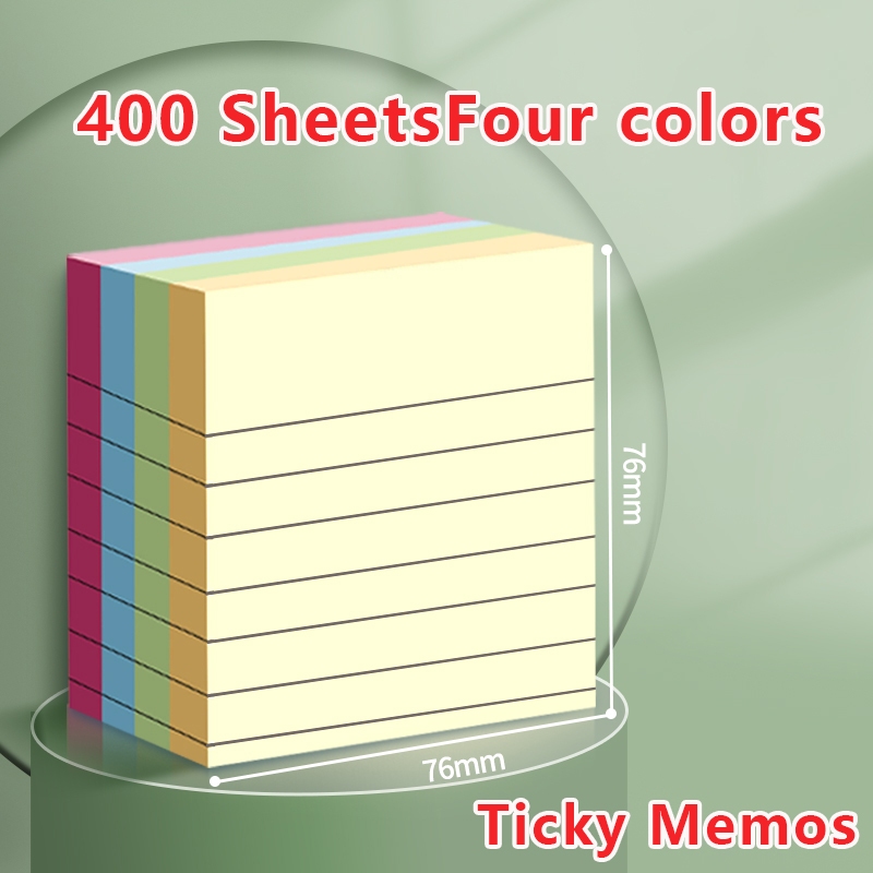 2PCS 400Sheets Sticky Note Memo Pad Label Sticker Students Note Paper ...