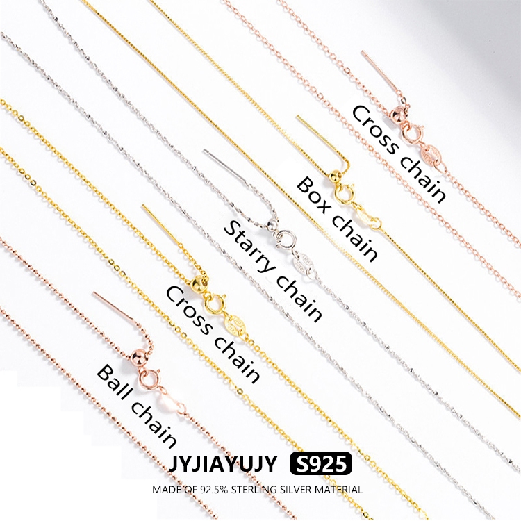 JYJIAYUJY 100% Whole Original Sterling Silver S925 45CM Adjustable Necklace Chain In Stock For ...